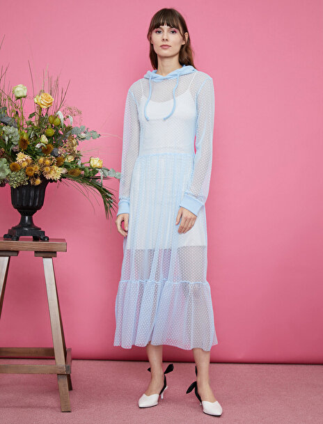 Koton Kadın Kapüşonlu Elbise Tül Maxi