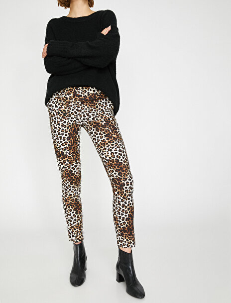 Koton Kadın Leopar Desenli Pantolon