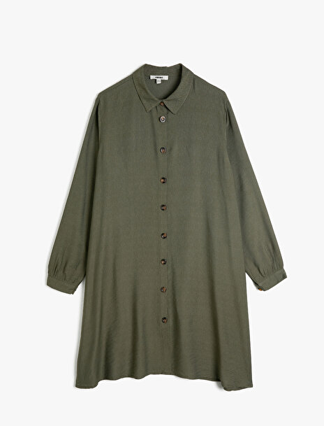 Koton Kadın Klasik Yaka Uzun Kollu Düğme Detaylı Tunic Koton Kadın Klasik Yaka Uzun Kollu Düğme Detaylı Tunic