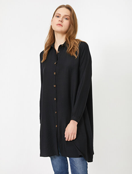 Koton Kadın Klasik Yaka Uzun Kollu Düğme Detaylı Tunic Koton Kadın Klasik Yaka Uzun Kollu Düğme Detaylı Tunic