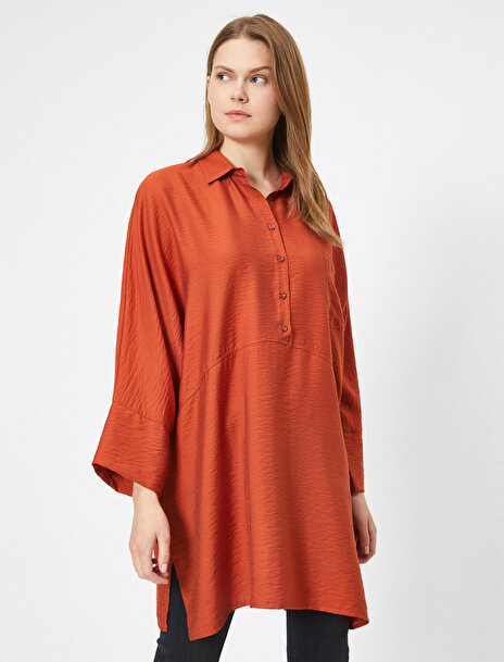 Koton Kadın Düğme Detaylı Uzun Kollu Cepli Tunik