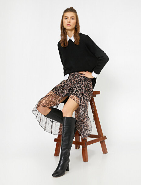 Koton Kadın Leopar Desenli Etek