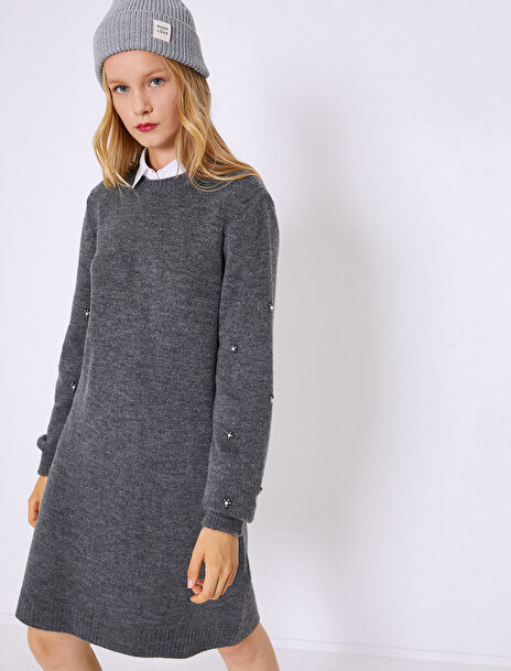 Koton Kadın İşlemeli Triko Elbise