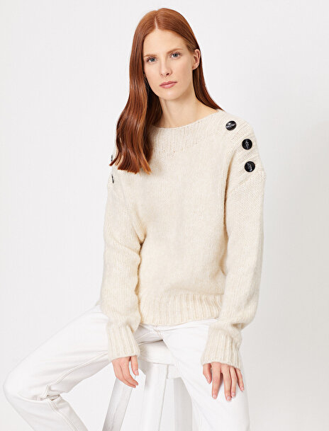 Koton Kadın Düğme Detaylı Triko Kazak