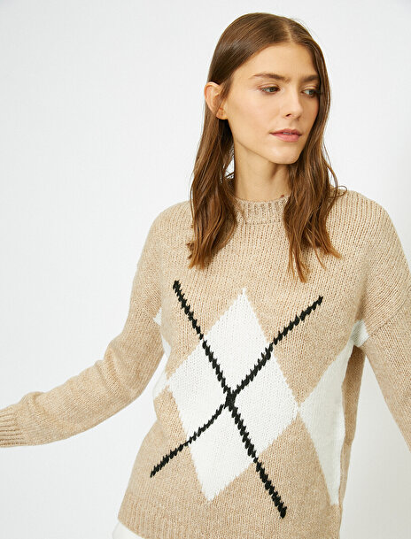 Koton Kadın Desenli Triko Kazak