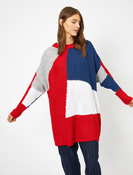 Koton Kadın Renk Bloklu Triko Kazak