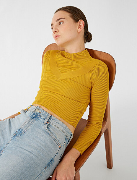 Koton Kadın Balıkçı Yaka Uzun Kollu Yaka Detaylı Triko Kazak