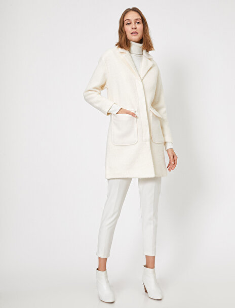 Koton Kadın Cep Detaylı Yünlü Kaban