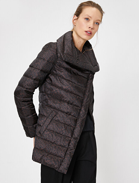 Koton Kadın Leopar Desenli Şişme Mont