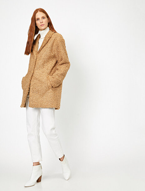 Koton Kadın Cep Detaylı Peluş Kaban