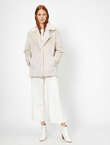 Koton Kadın Cep Detaylı Suni Kürk  Kaban