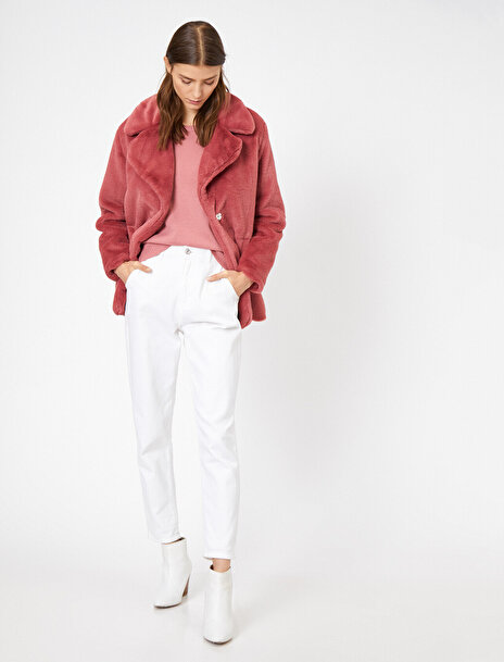 Koton Kadın Cep Detaylı Suni Kürk  Kaban