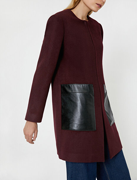 Koton Kadın Deri Detaylı Kaban