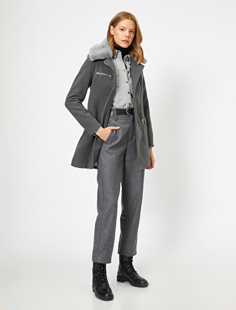 Koton Kadın Suni Kürk Detaylı Kaban