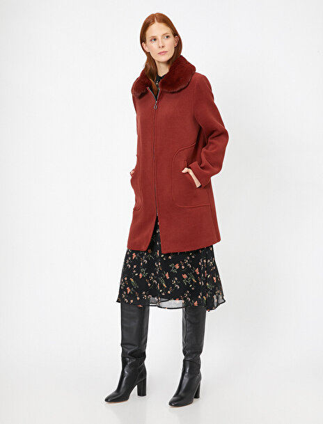 Koton Kadın Suni Kürk Detaylı Kaban