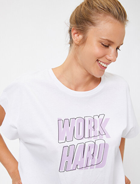 Koton Kadın %100 Pamuk Yazi Baskili TShirt