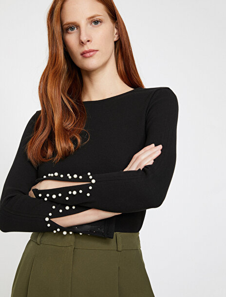 Koton Kadın Boncuk Detaylı T-Shirt