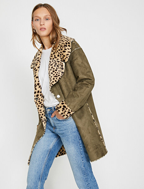 Koton Kadın Leopar Detaylı Mont