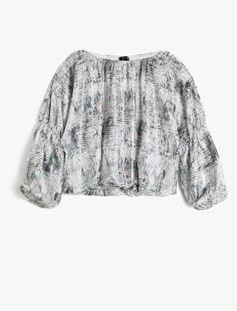 Koton Kadın Bisiklet Yaka Baskılı  3/4 Kol Krep Bluz