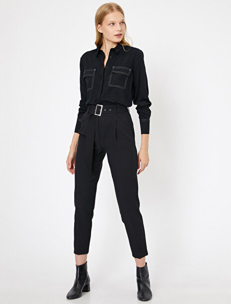 Koton Kadın Kemerli Havuç Kesim Pantolon