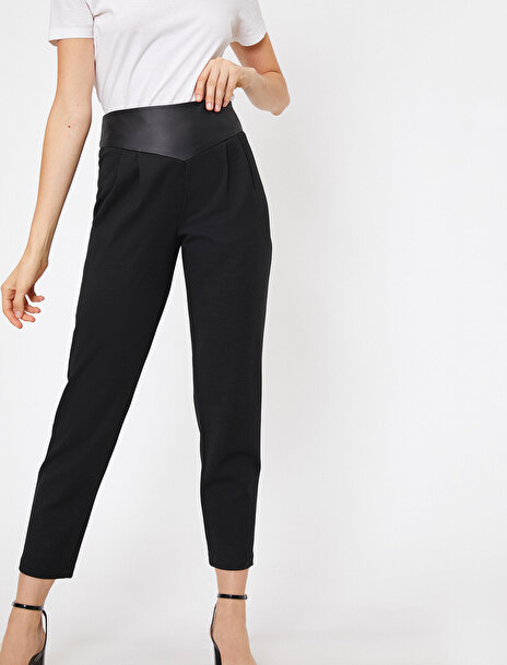 Koton Kadın Deri Detaylı Pantolon