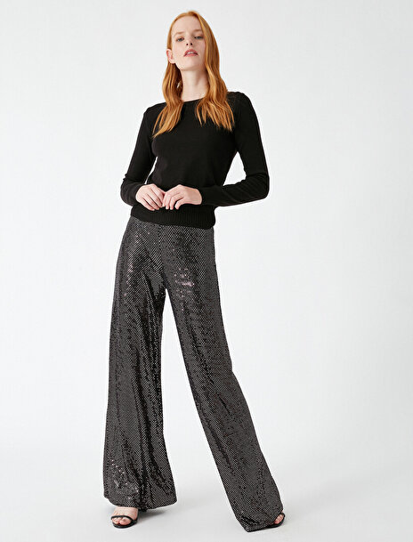 Koton Kadın Geniş Paça Pullu Pantolon