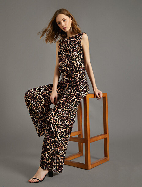 Koton Kadın Leopar Desenli Tulum