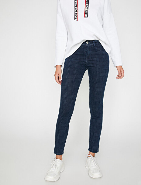 Koton Kadın Legging Jean -Yüksek Bel Dar Kesim Dar Paça Pantolon