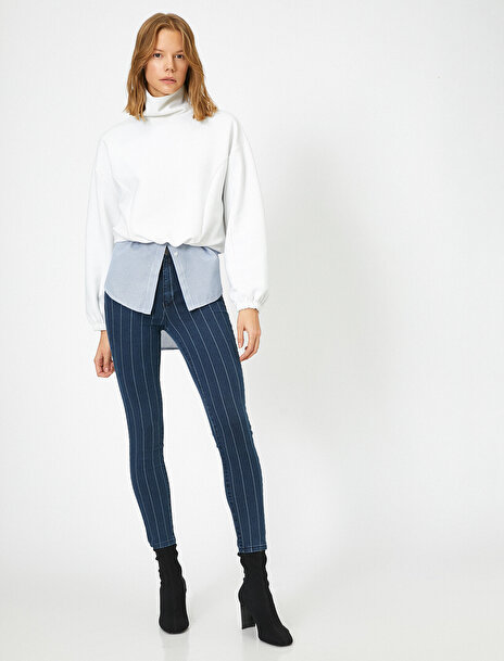 Koton Ole Genç Kız Legging Jean -Yüksek Bel Dar Kesim Dar Paça Pantolon