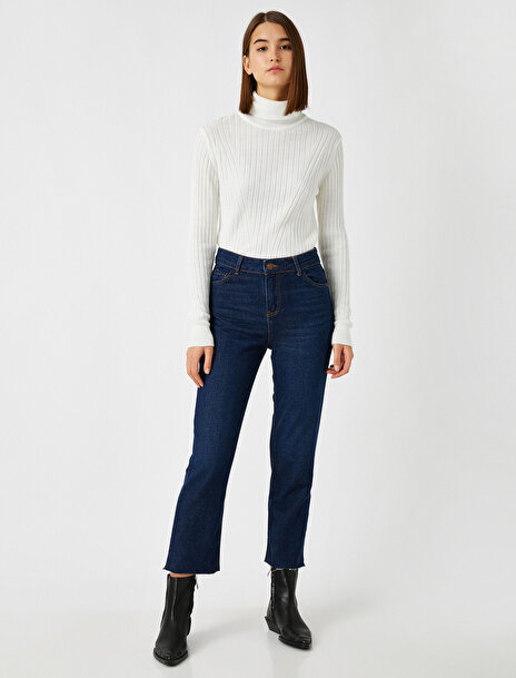 Koton Kadın Eve Slim Jean - Yüksek Bel Normal Kesim Hafif Düz Paça Pantolon Koton Kadın Eve Slim Jean - Yüksek Bel Normal Kesim Hafif Düz Paça Pantolon