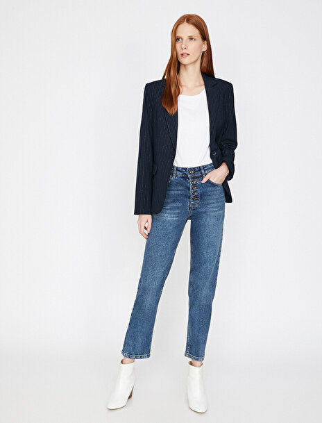 Koton Ole Genç Kız Eve Slim Jean - Yüksek Bel Normal Kesim Hafif Düz Paça Pantolon