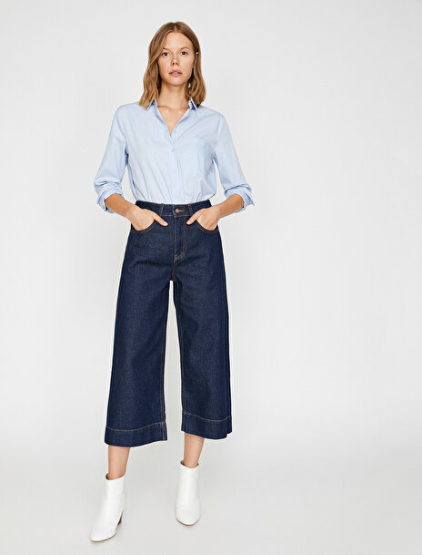 Koton Ole Genç Kız Crop Wide Leg Jean - Yüksek Bel Rahat Kesim Bilek Boy Geniş Paça Pantolon Koton Ole Genç Kız Crop Wide Leg Jean - Yüksek Bel Rahat Kesim Bilek Boy Geniş Paça Pantolon
