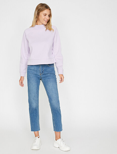 Koton Kadın Eve Slim Jean - Yüksek Bel Normal Kesim Hafif Düz Paça Pantolon