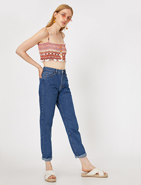 Koton Kadın Mom Jean - Yüksek Bel Rahat Kesim Dar Paça Pantolon