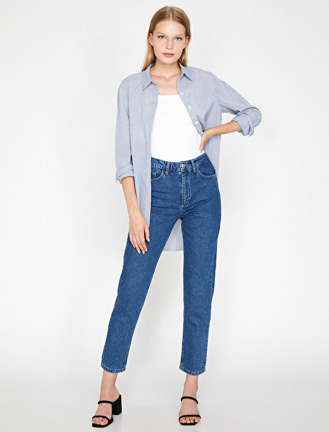 Koton Kadın Mom Jean - Yüksek Bel Rahat Kesim Dar Paça Pantolon