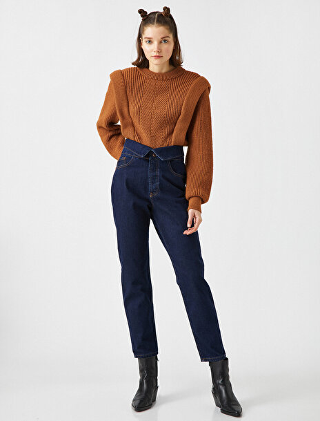 Koton Ole Genç Kız Eve Slim Jean - Yüksek Bel Normal Kesim Hafif Düz Paça Pantolon