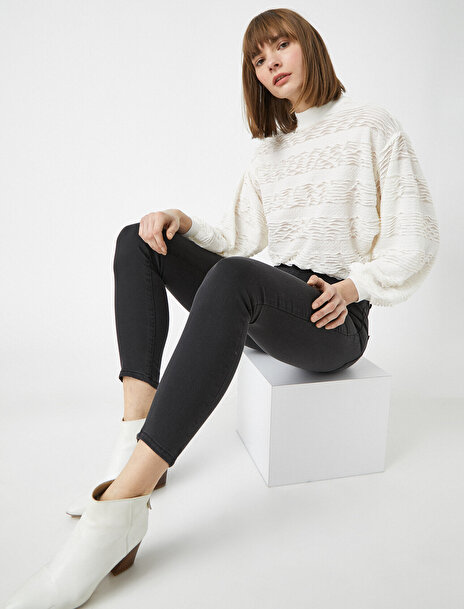 Koton Kadın Carmen Jean - Yüksek Bel Dar Kesim Dar Paça Pantolon