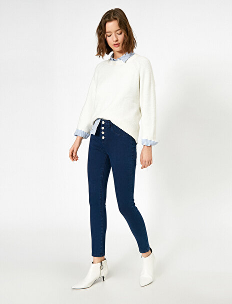 Koton Kadın Carmen Jean - Yüksek Bel Dar Kesim Dar Paça Pantolon