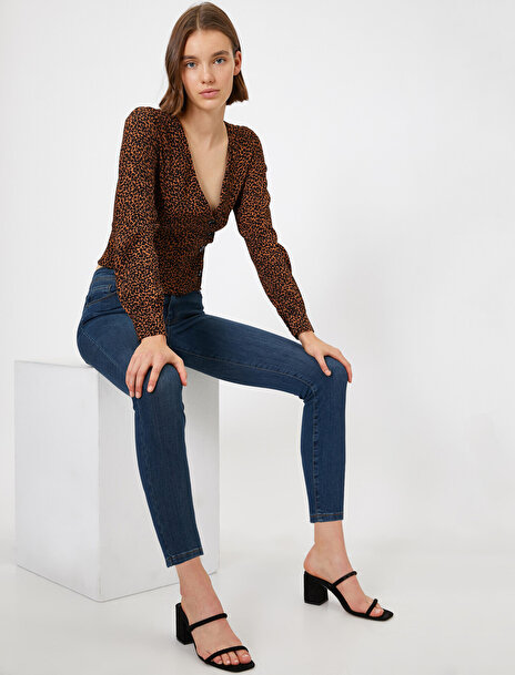 Koton Kadın Carmen Jean - Yüksek Bel Dar Kesim Dar Paça Pantolon