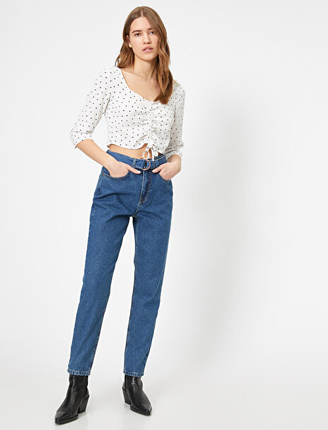 Koton Kadın Mom Jean - Yüksek Bel Rahat Kesim Dar Paça Pantolon