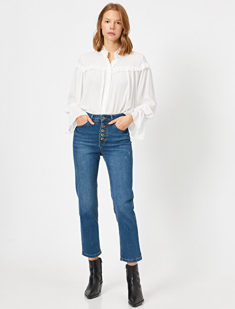 Koton Kadın Eve Slim Jean - Yüksek Bel Normal Kesim Hafif Düz Paça Pantolon Koton Kadın Eve Slim Jean - Yüksek Bel Normal Kesim Hafif Düz Paça Pantolon
