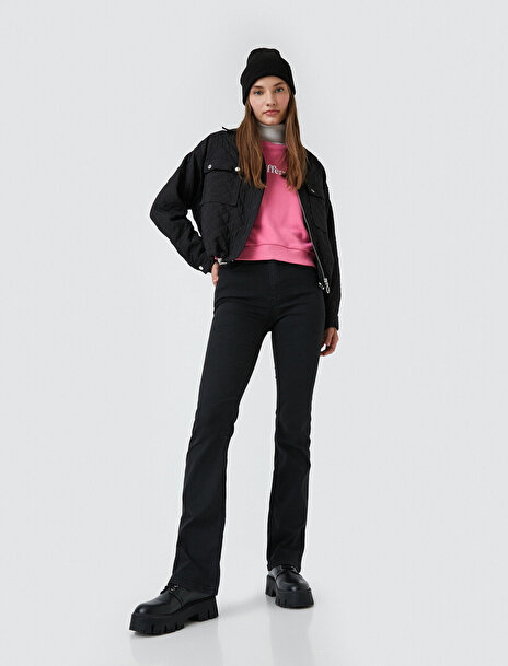 Koton Kadın Normal Bel Hafif Ispanyol Paça Kot Pantolon - Bianca Jean