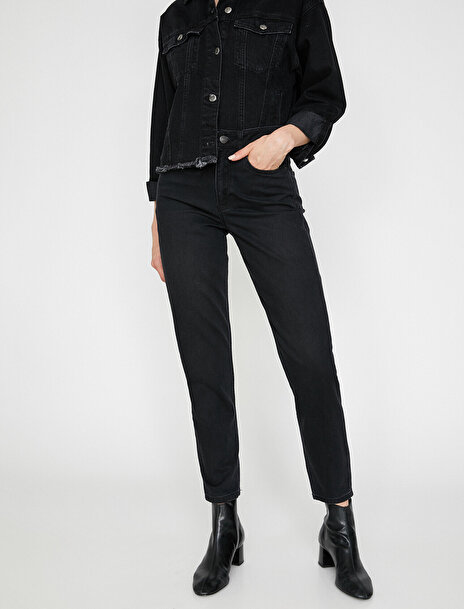 Koton Kadın Mom Jean - Yüksek Bel Rahat Kesim Dar Paça Pantolon