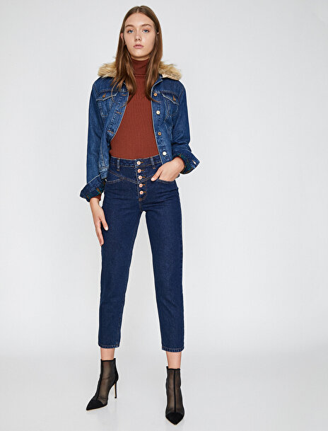 Koton Kadın Mom Jean - Yüksek Bel Rahat Kesim Dar Paça Pantolon