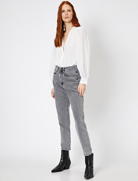 Koton Ole Genç Kız Mom Jean - Yüksek Bel Rahat Kesim Dar Paça Pantolon