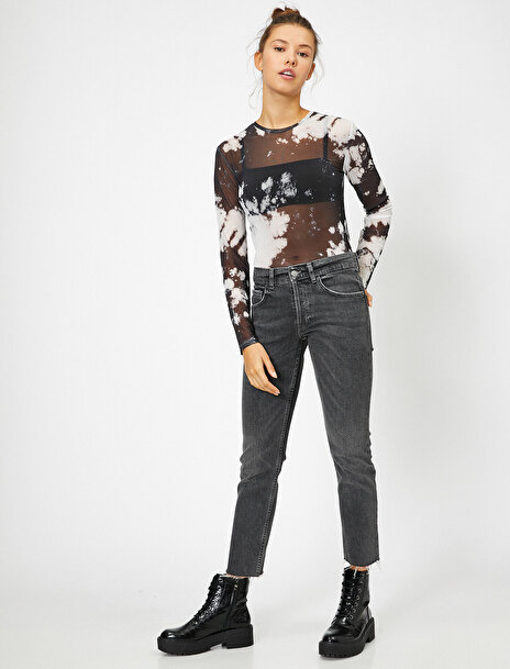 Koton Kadın Mom Jean - Yüksek Bel Rahat Kesim Dar Paça Pantolon