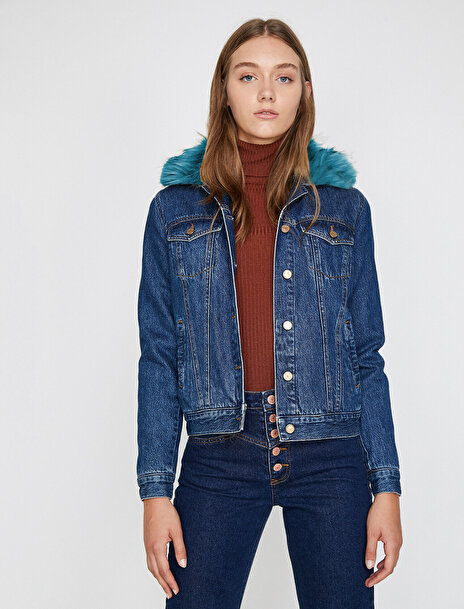 Koton Ole Genç Kız Yakası Suni Kürklü Jean Mont