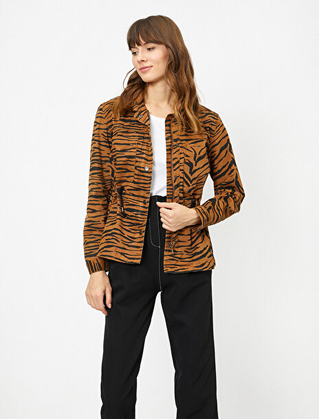 Koton Ole Genç Kız Zebra Desenli Jean Ceket