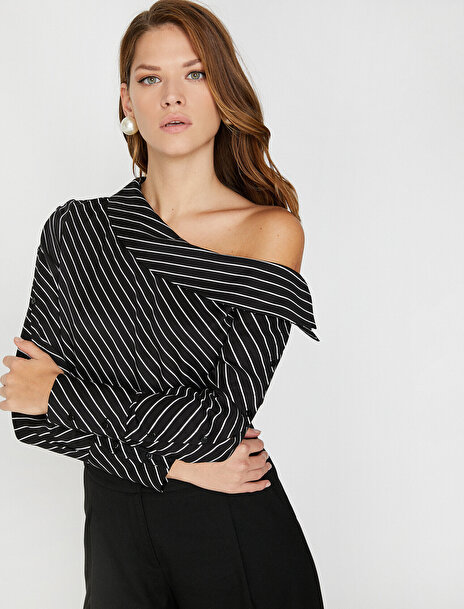 Koton Kadın Düşük Omuz Çizgili Bluz