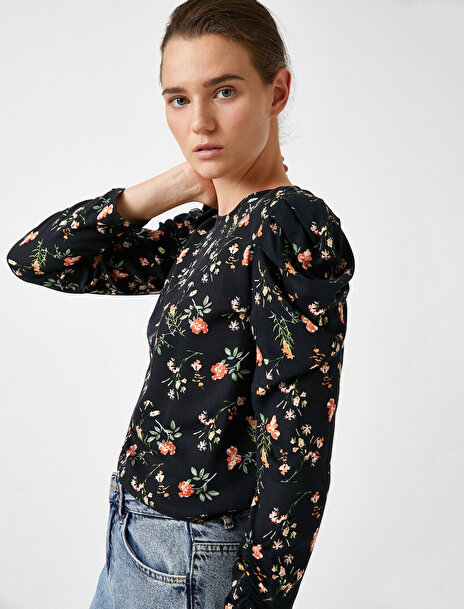 Koton Kadın Çiçek Desenli Uzun Kollu Bluz